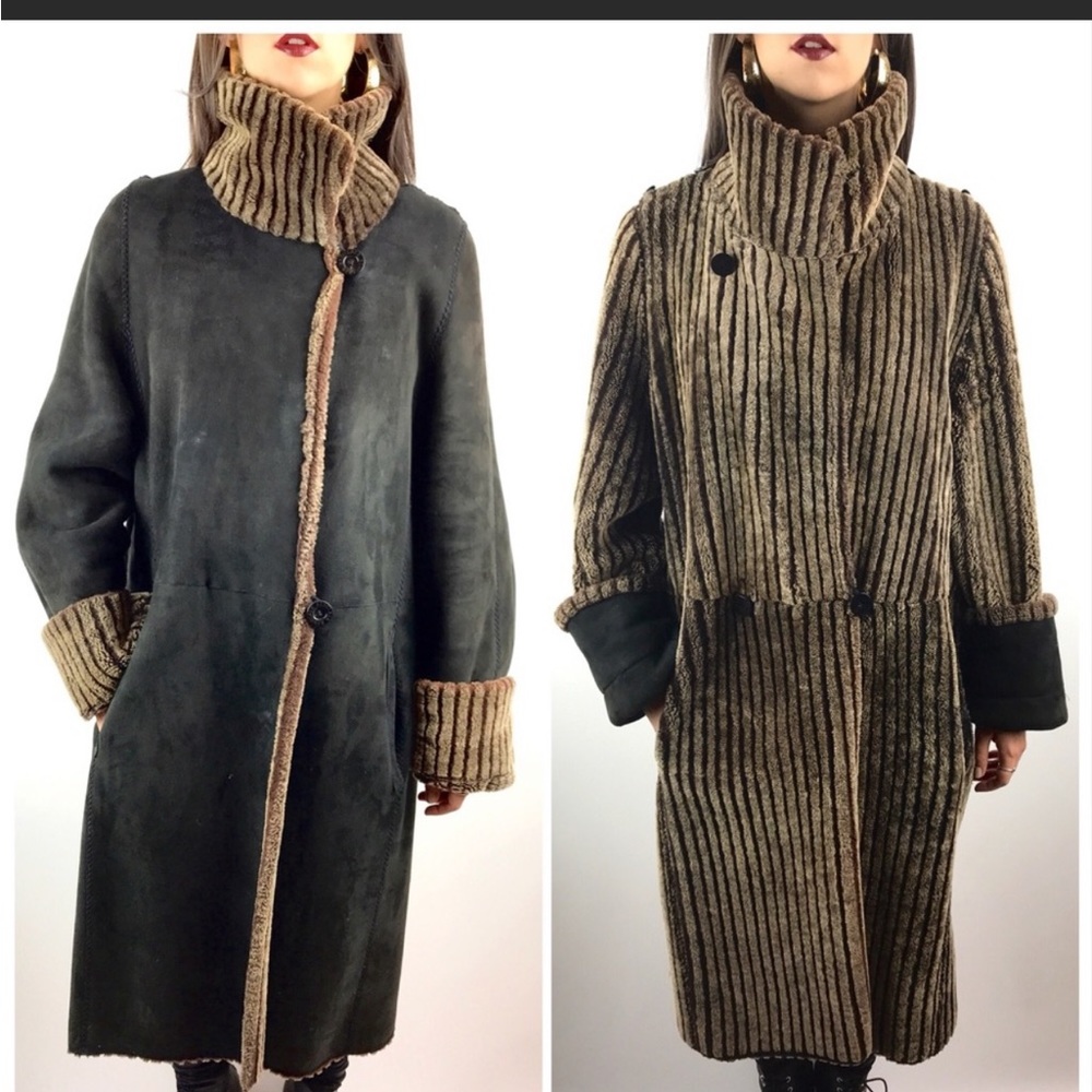 Italian Sinclair Shearling Reversible Coat - Gem